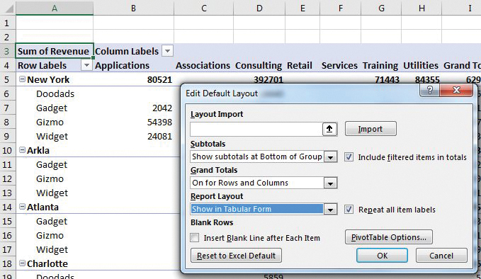 EXCEL: SETTING PIVOT TABLE DEFAULTS | IMA